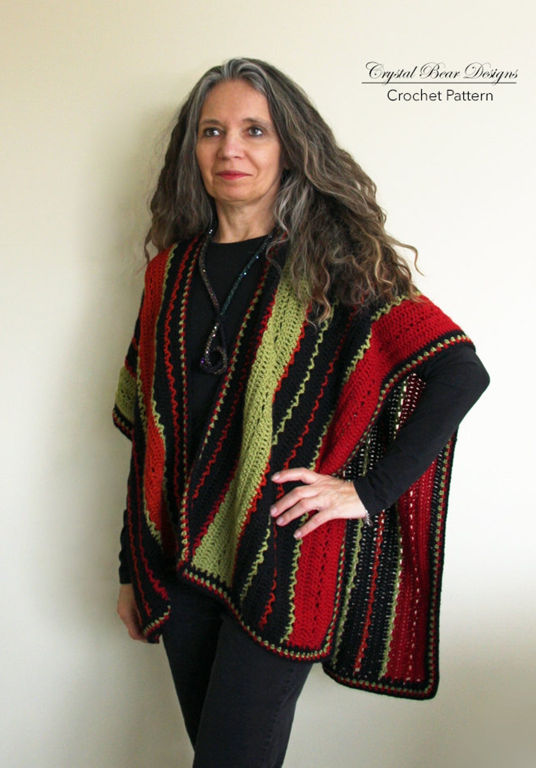 Crochet Ruana Poncho PATTERN: Lightweight Blanket Wrap for Women (PDF ...