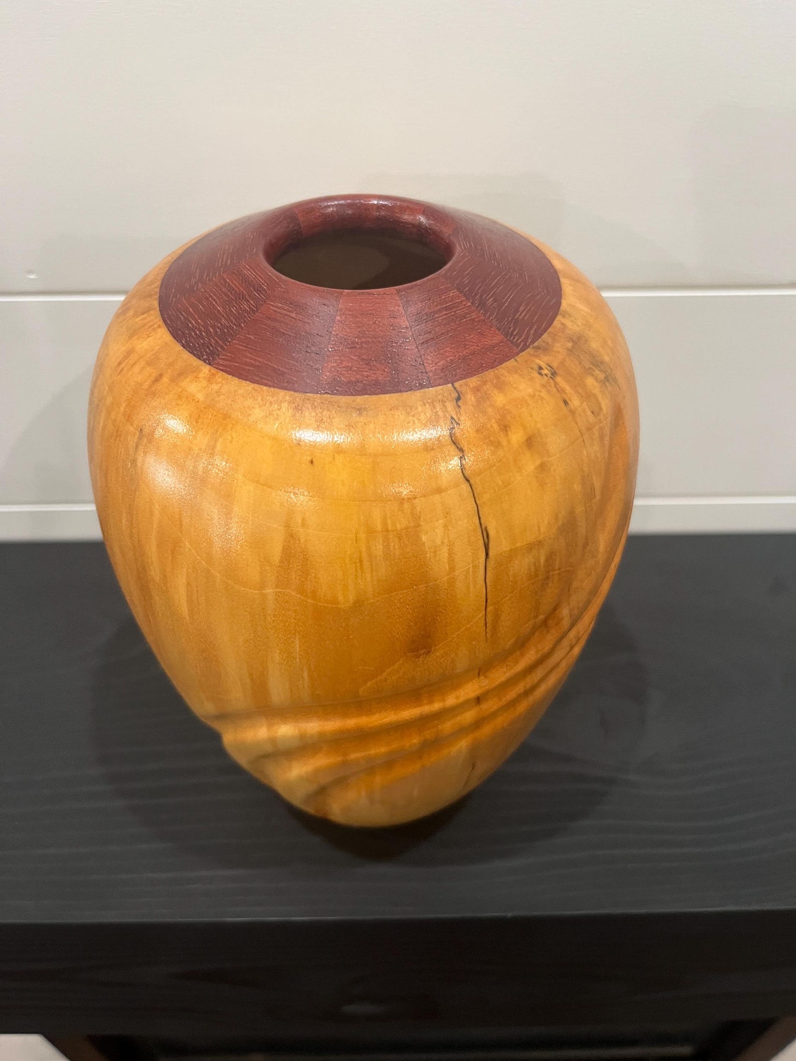 Aspen Hollow Vessel With Segmented Padauk Rim | Hand-turned Wood Art - Etsy