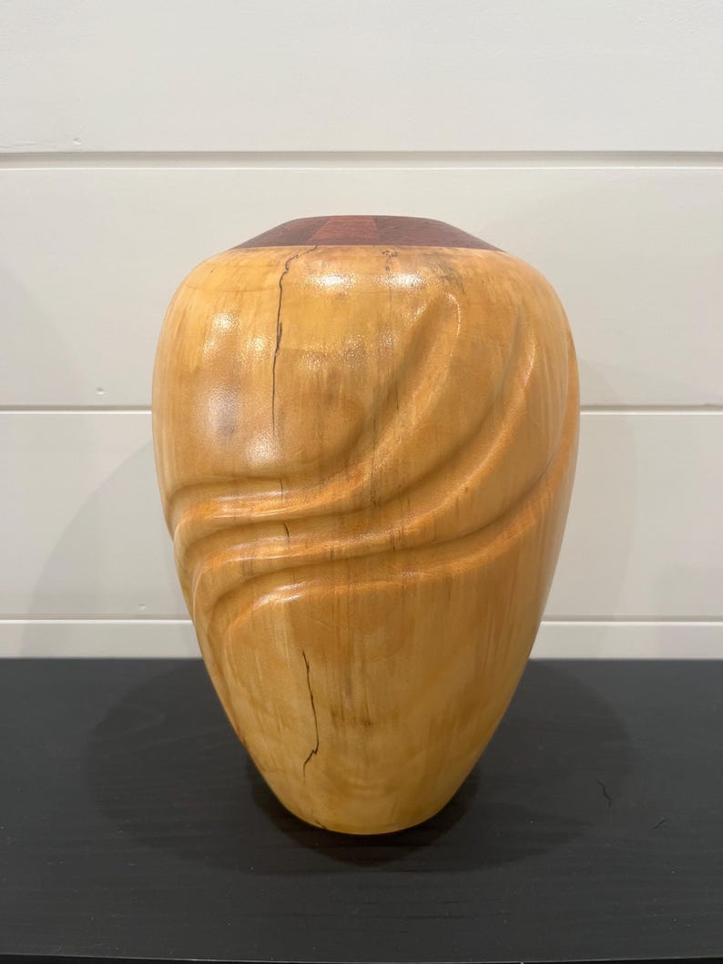 Aspen Hollow Vessel With Segmented Padauk Rim | Hand-turned Wood Art - Etsy
