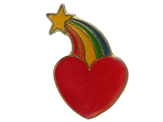 HEART RAINBOW STAR Vintage Enamel Pin Badge Lapel Gift Love - Etsy