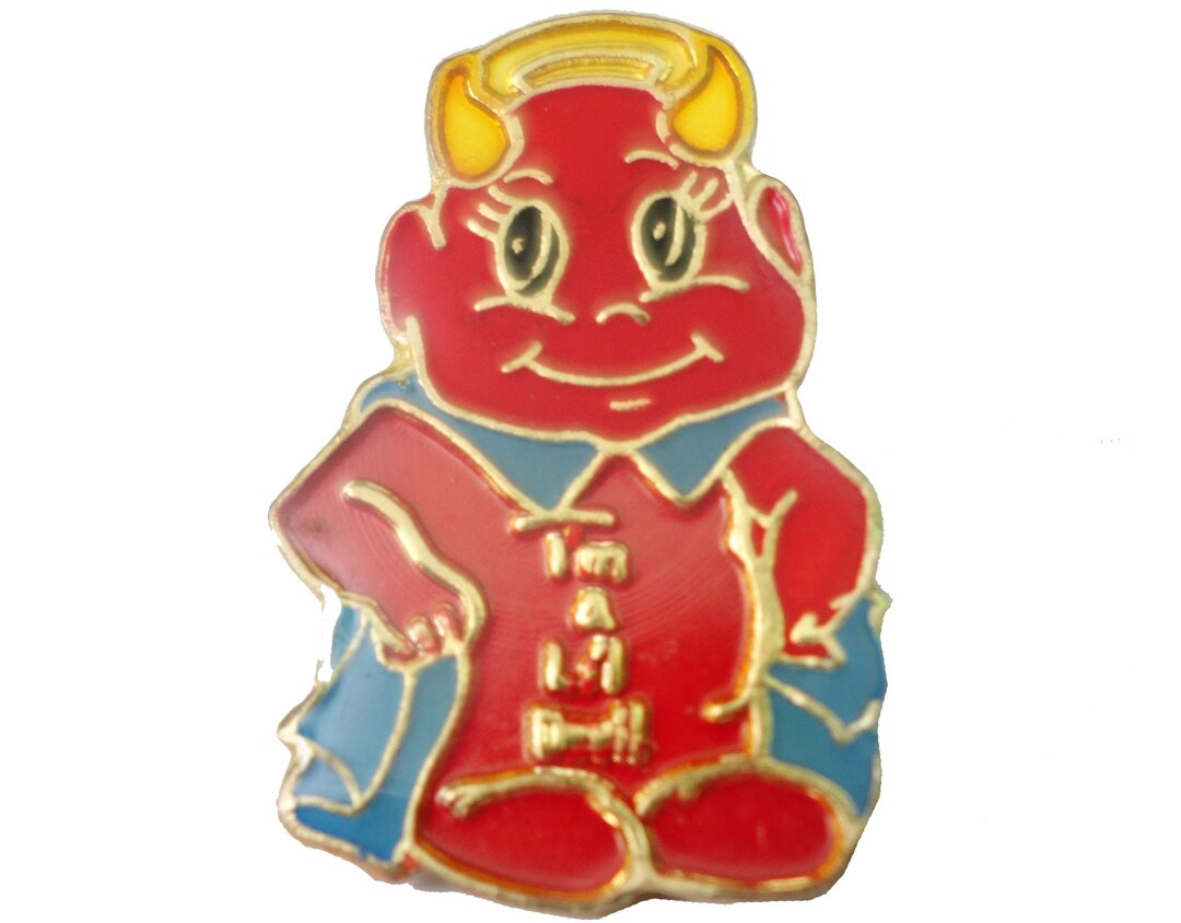 LIL DEVIL Vintage Enamel Pin Lapel Badge Gift Horror Spooky Little Bad ...