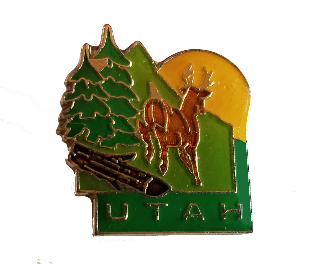 UTAH State Vintage Enamel Pin Lapel Badge Deer Pinback - Etsy