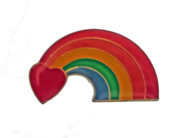 HEART RAINBOW vintage enamel pin badge lapel gift love hope | Etsy