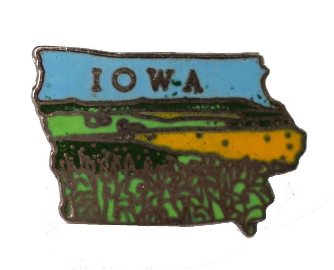 IOWA STATE Vintage Enamel Pin Lapel Badge Landscape Mafco Pinback - Etsy