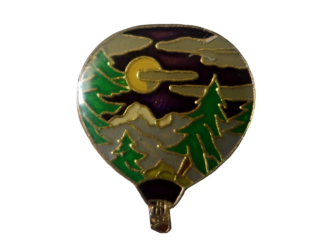 HOT Air Balloon Vintage Enamel Pin Lapel Badge Forest Night Pinback - Etsy