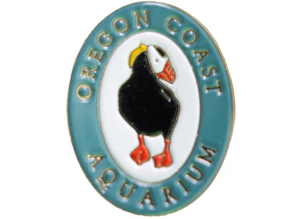 OREGON COAST AQUARIUM vintage enamel pin lapel badge … - Gem OREGON COAST AQUARIUM vintage enamel pin lapel badge … - Gem