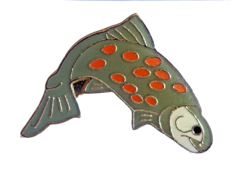 KOI FISH Vintage Enamel Pin Lapel Badge Green Pink Pinback - Etsy