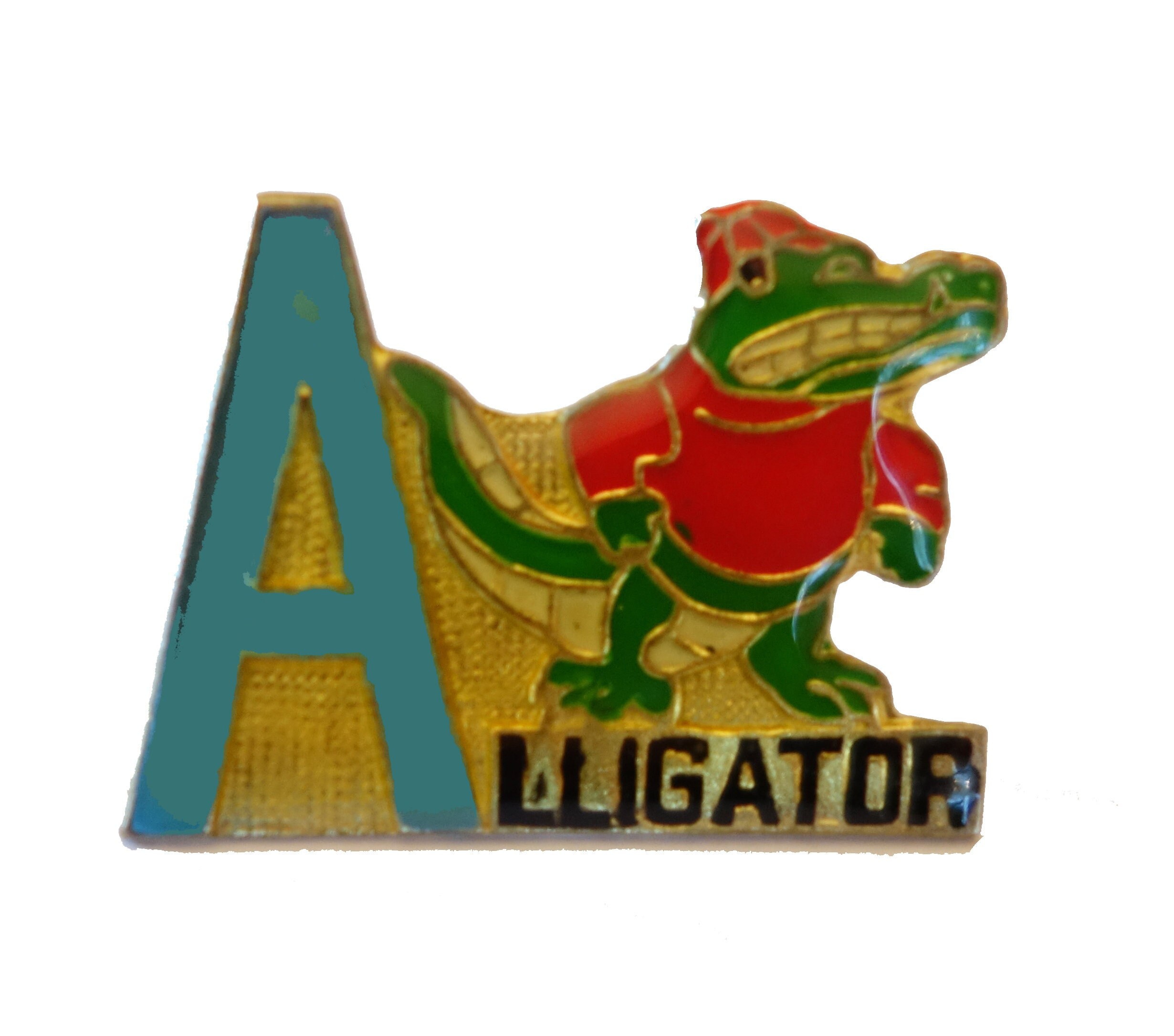 A is for ALLIGATOR Vintage Enamel Pin Lapel Badge Gift - Etsy
