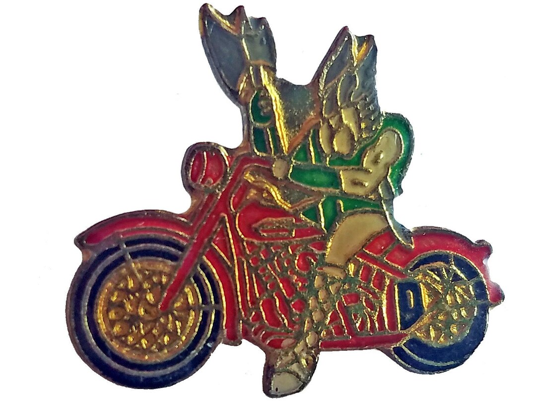 VIKING BIKER Vintage Enamel Pin Lapel Badge Gift Motorcycle Axe Pinback ...