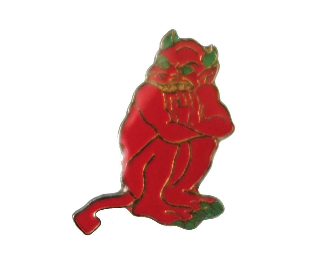 DEMON vintage enamel pin lapel badge gift horror spooky evil | Etsy
