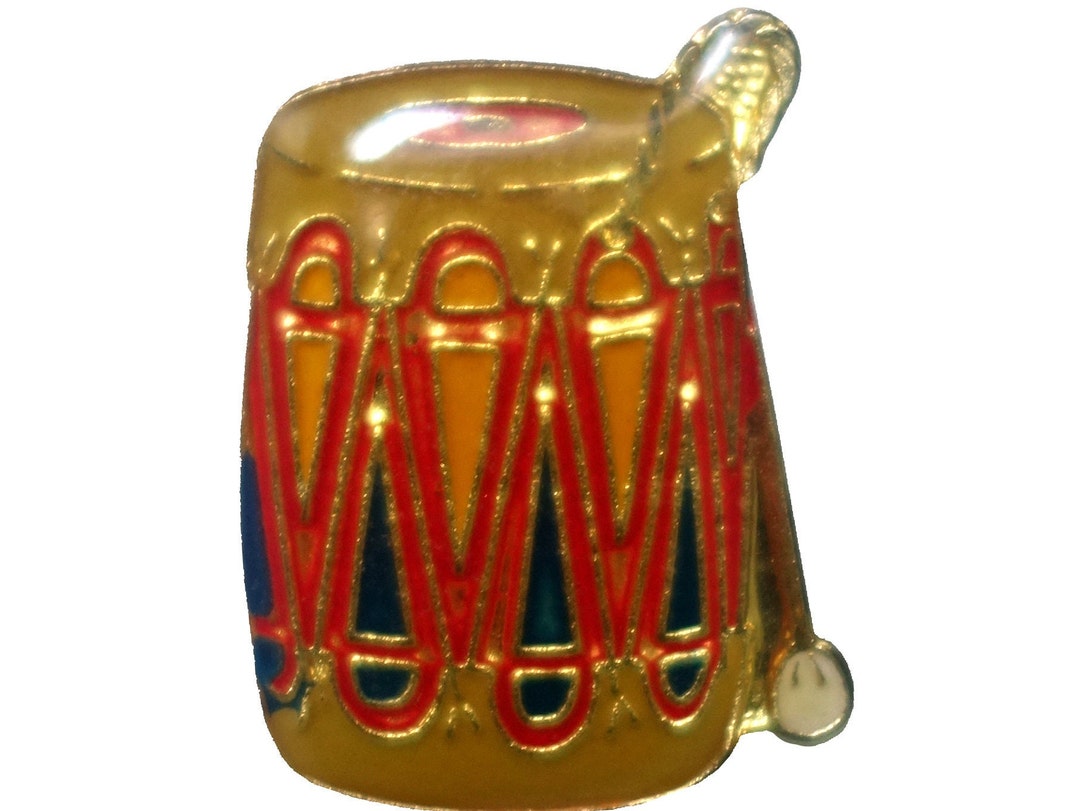 HAND DRUM Instrument Vintage Enamel Pin Lapel Badge Bongos Congas ...
