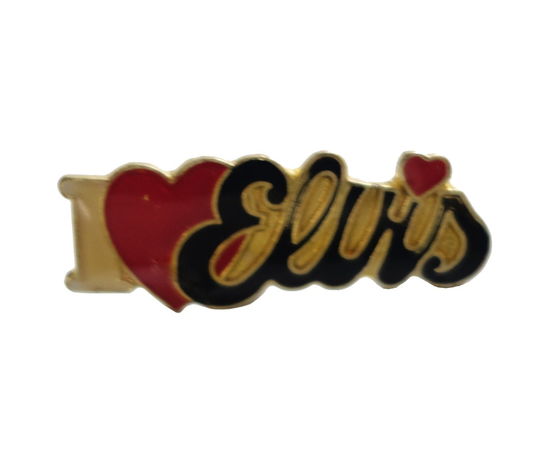I LOVE ELVIS PRESLEY Vintage Enamel Pin Folk Music Country Rock ...