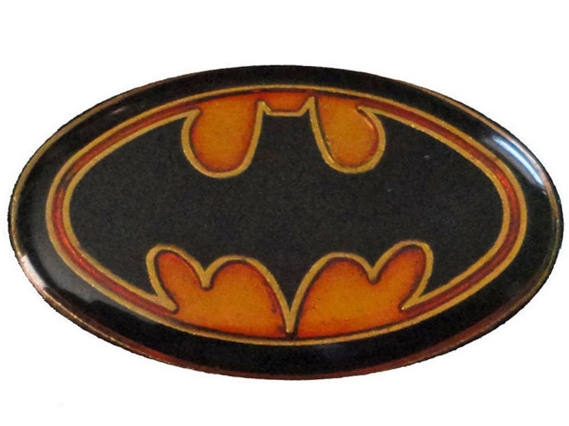 BATMAN Emblem 1989 DC Comics Vintage Enamel Pin Lapel Badge Batsignal ...