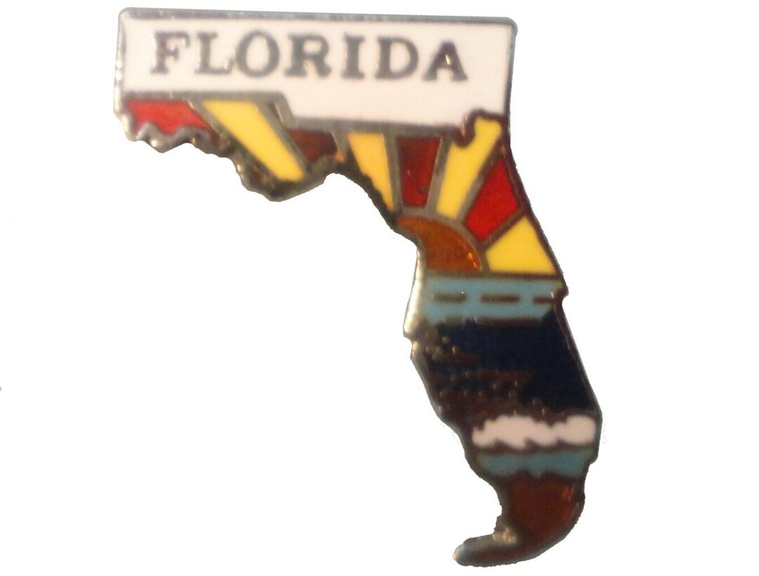 Vintage FLORIDA STATE Lapel Enamel Pin Landscape Mafco - Etsy