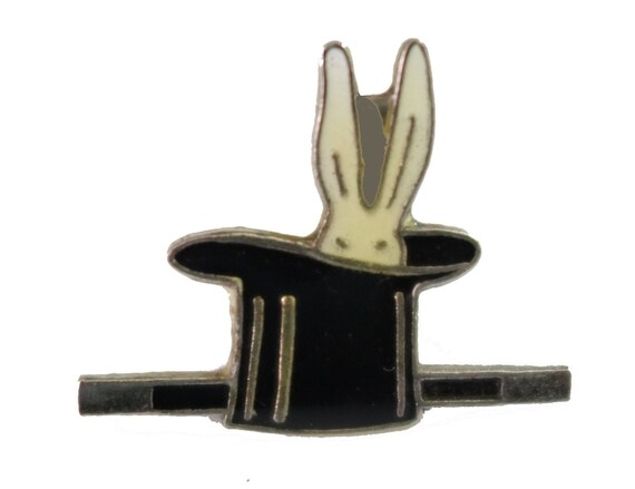 RABBIT OUT Of A HAT vintage enamel pin lapel badge pi… - Gem