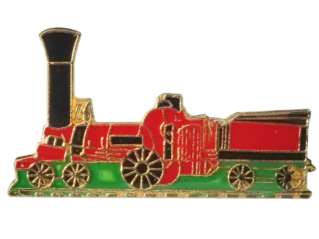 STEAM ENGINE TRAIN Hat Tie Vintage Enamel Pin Lapel Badge Locomotive ...