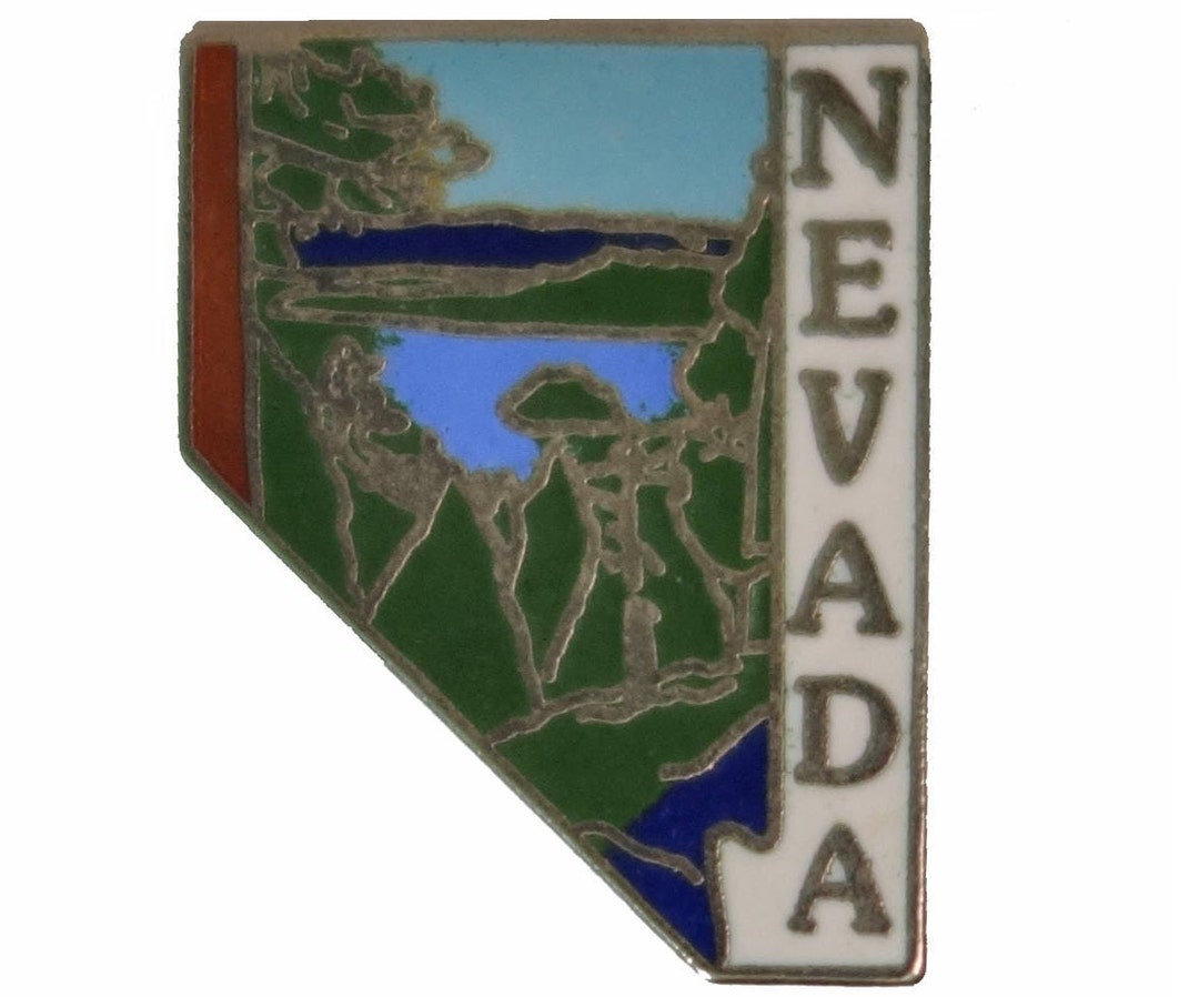 NEVADA STATE Vintage Enamel Pin Lapel Badge Landscape Mafco Nv Nature ...