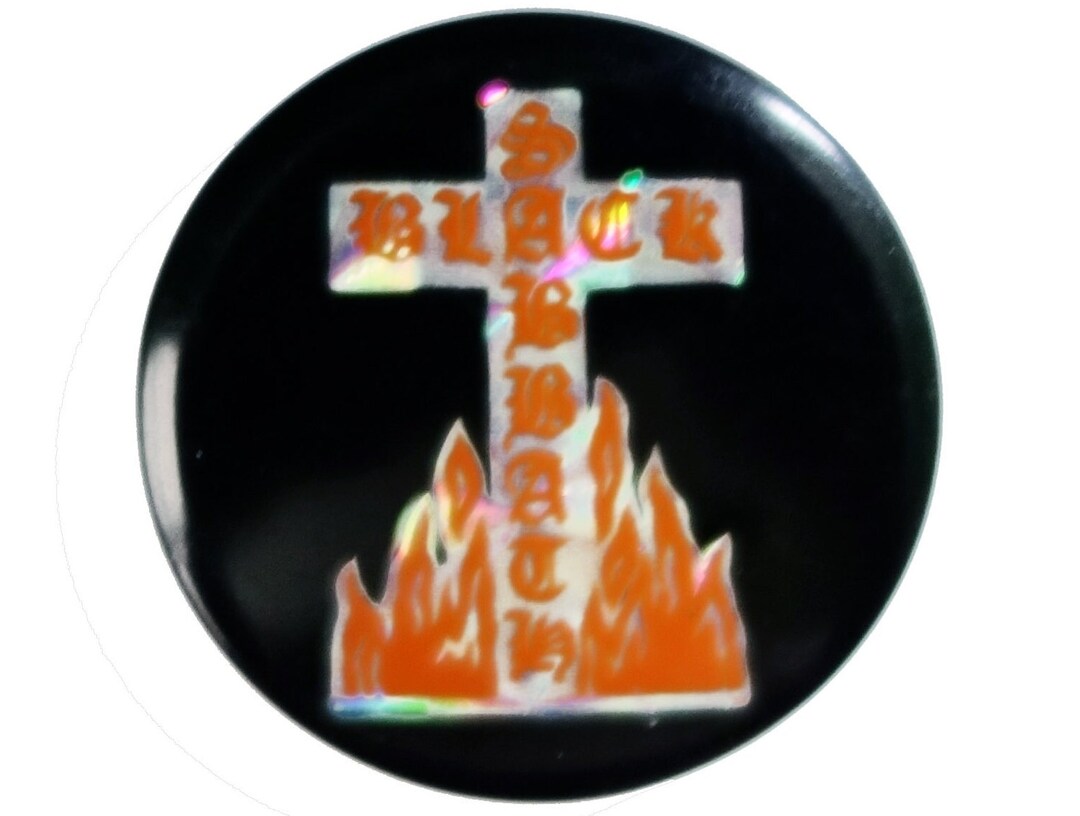 BLACK SABBATH Burning Cross Heavy Metal Prismatic Vintage Pin Lapel ...
