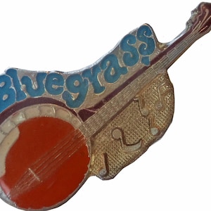 BLUEGRASS BANJO Tie/hat Vintage Enamel Pin Lapel Badge Folk Music ...