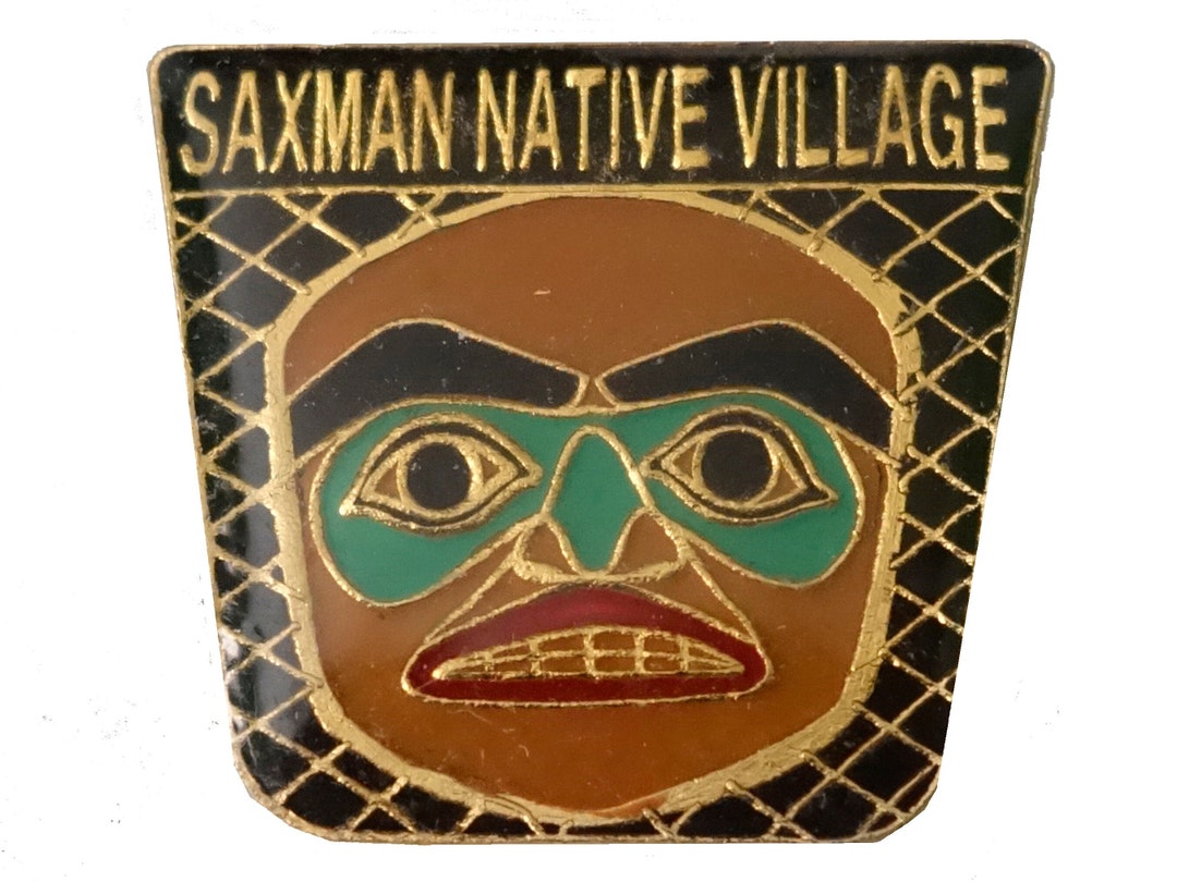 Saxman Native Village KETCHIKAN ALASKA State Vintage Enamel Pin Lapel ...