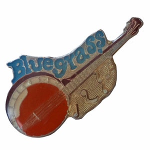 BLUEGRASS BANJO Tie/hat Vintage Enamel Pin Lapel Badge Brooch | Etsy