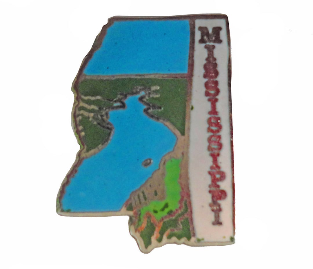 MISSISSIPPI STATE Vintage Enamel Pin Lapel Badge Landscape Mafco ...