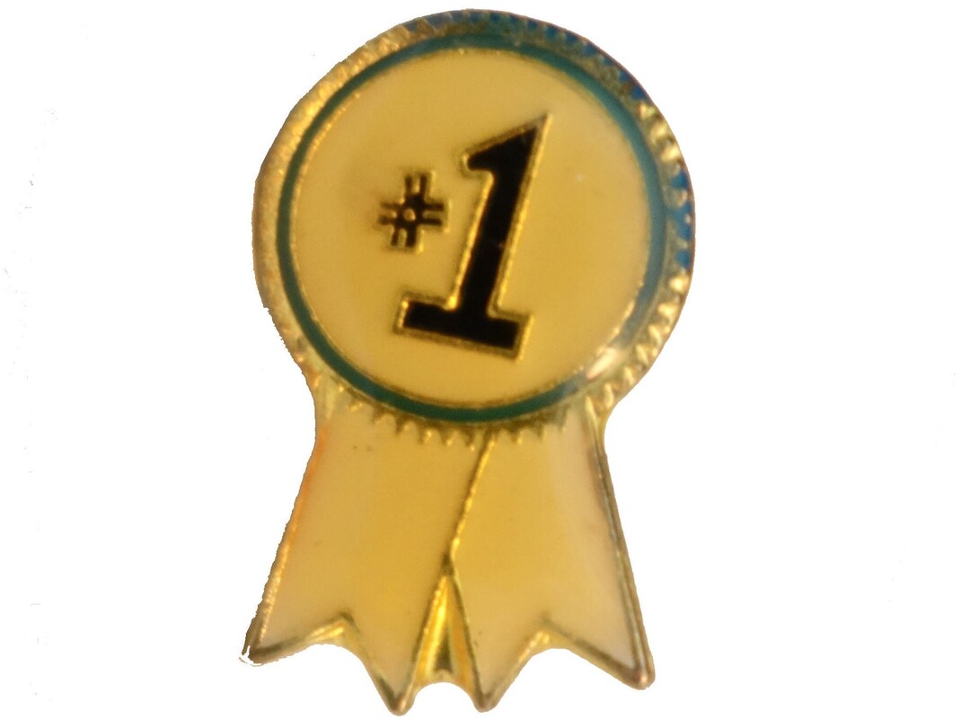 RIBBON PRIZE 1 Enamel Pin Number One First Place Badge Lapel Pinback - Etsy