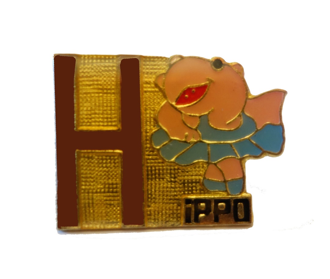 H is for HIPPO Vintage Enamel Pin Lapel Badge Alphabet Letter Pinback ...