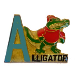 A is for ALLIGATOR vintage enamel pin lapel badge brooch gift | Etsy
