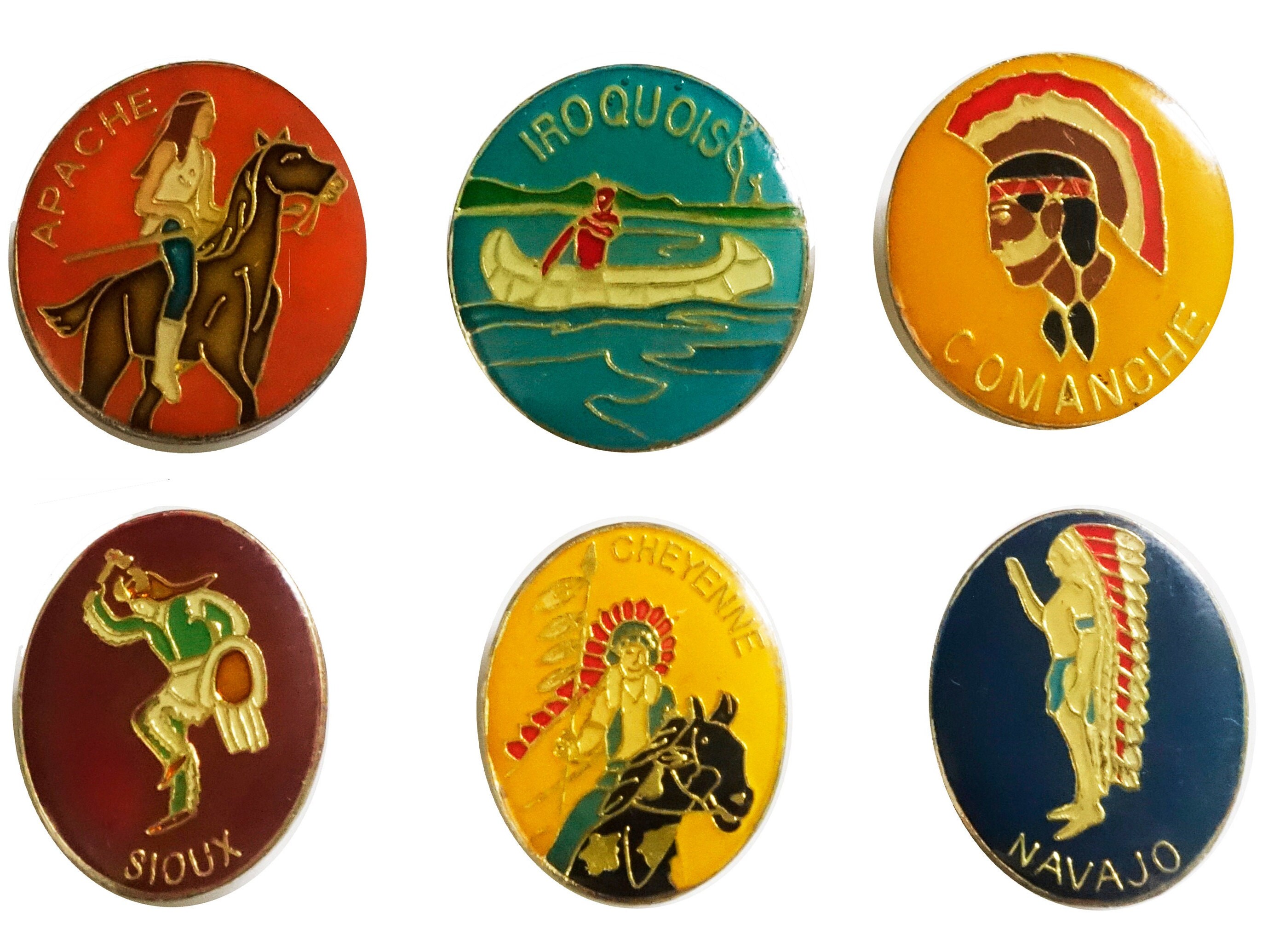 Vintage Native American Enamel Pin, Tribal Badges - Etsy