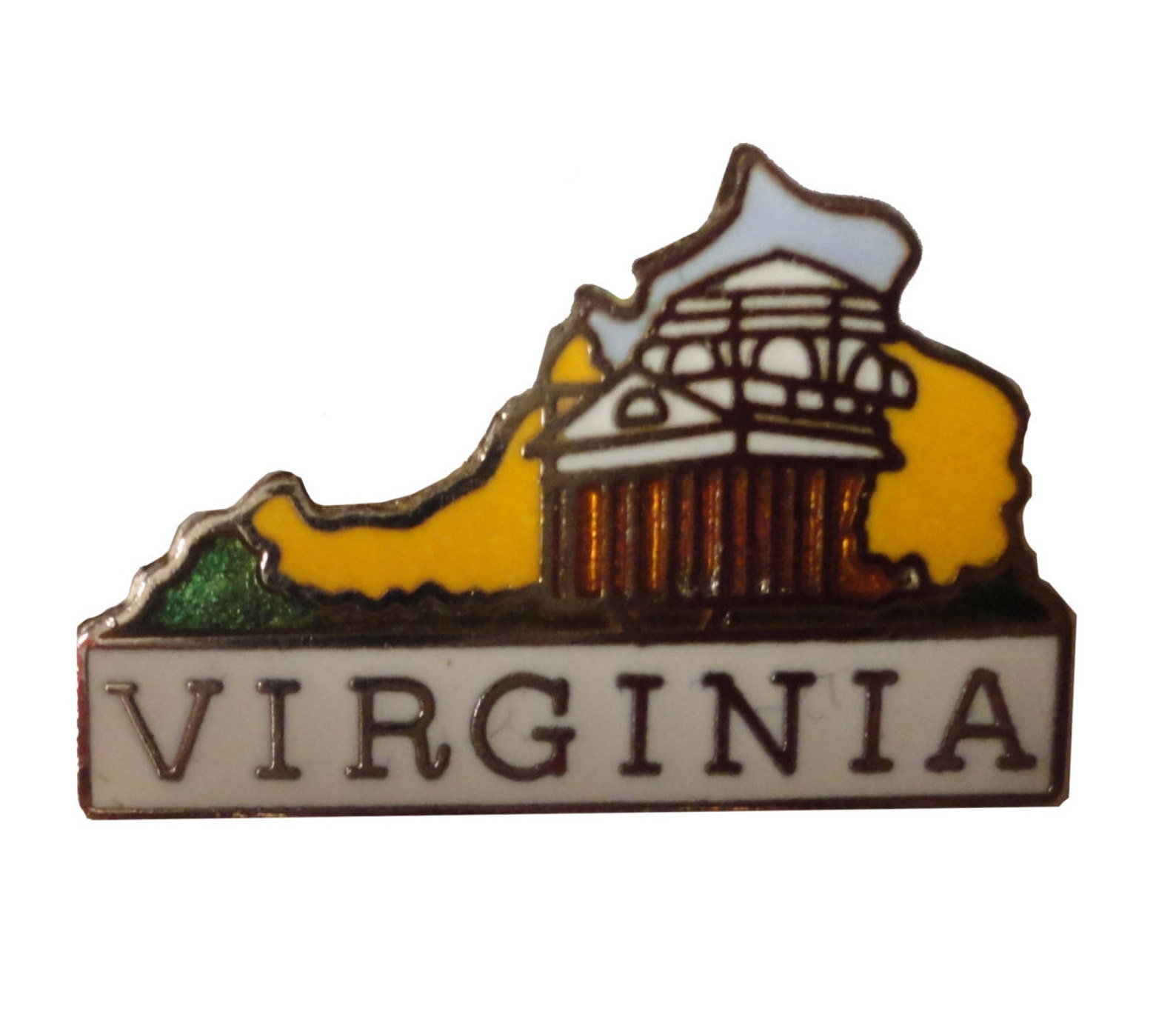 VIRGINIA STATE Vintage Enamel Pin Lapel Badge Landscape Mafco Richmond ...