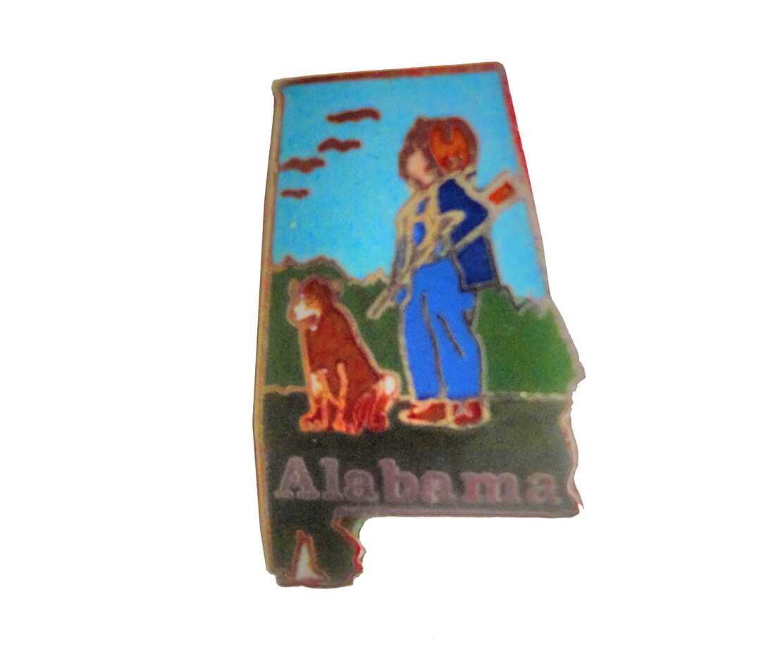 ALABAMA STATE Vintage Enamel Pin Lapel Badge Landscape Mafco Hunting ...