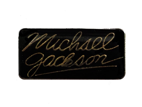 MICHAEL JACKSON signature vintage enamel pin lapel ba… - Gem