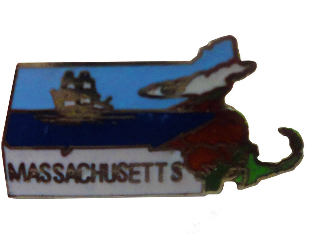 MASSACHUSETTS STATE Vintage Enamel Pin Lapel Badge Mafco MA Mass Boston ...