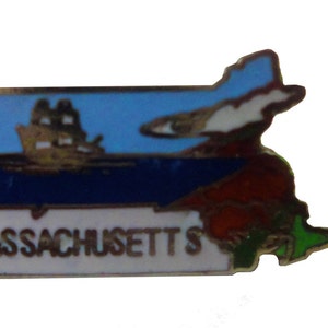 MASSACHUSETTS STATE Vintage Enamel Pin Lapel Badge Mafco MA Mass Boston ...