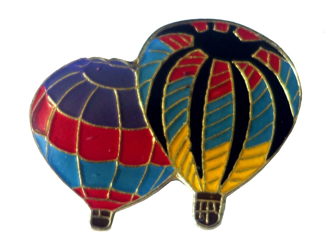 HOT Air Balloon Vintage Enamel Pin Lapel Badge Couple Pair Twins ...