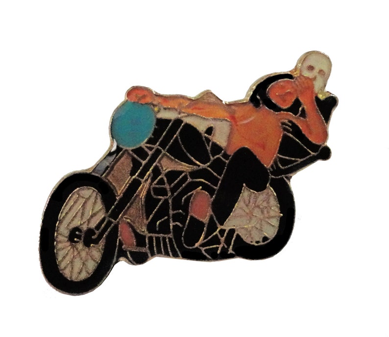 BIKER and SKELETON motorcycle metal vintage enamel pin lapel | Etsy