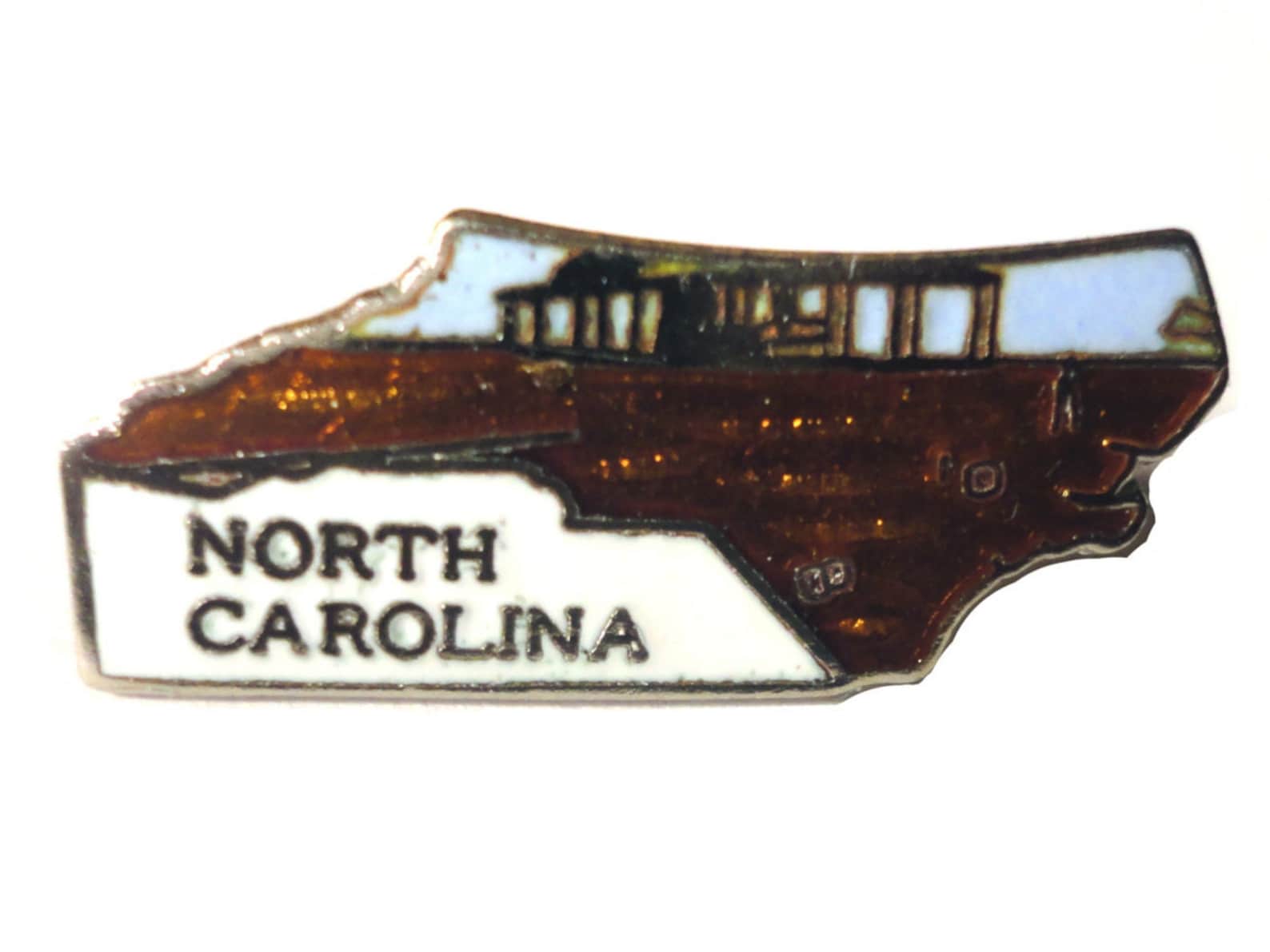 NORTH CAROLINA STATE Vintage Enamel Pin Lapel Badge Landscape Mafco Nc ...