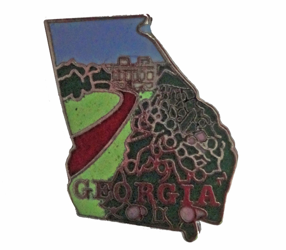 GEORGIA STATE Vintage Enamel Pin Lapel Badge Landscape Mafco Pinback - Etsy