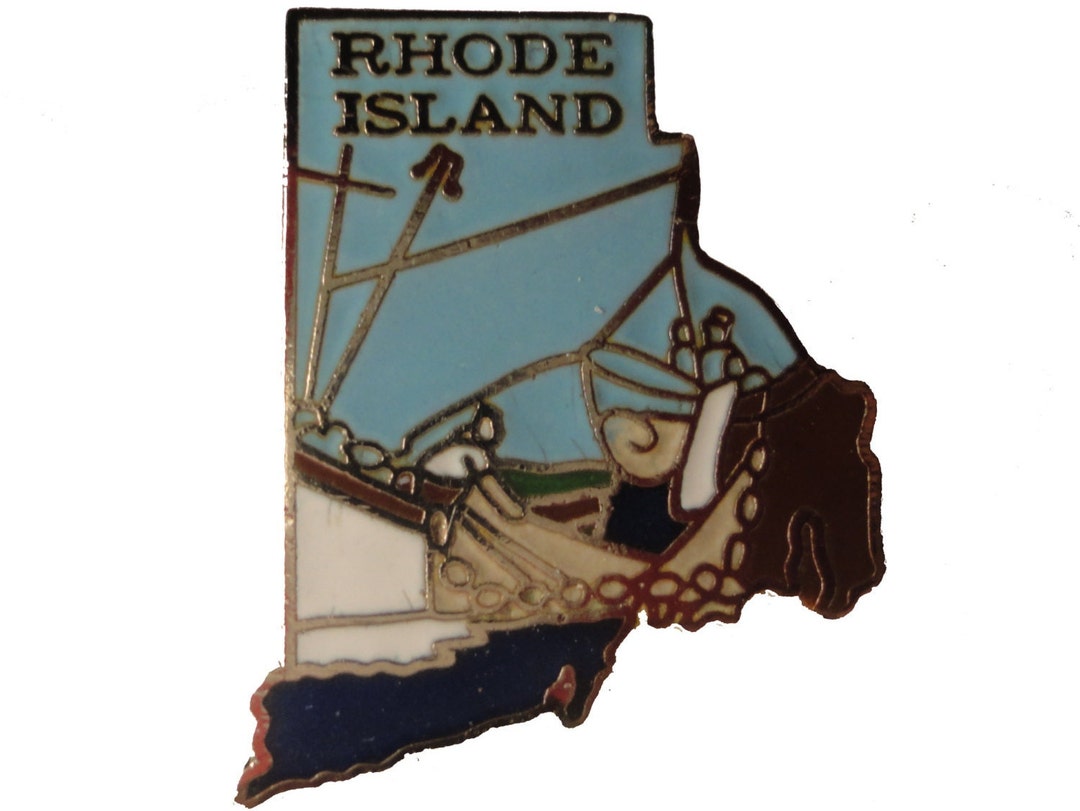 Vintage Rhode Island Enamel Pin: Lobster Boat Landscape Lapel Badge - Etsy