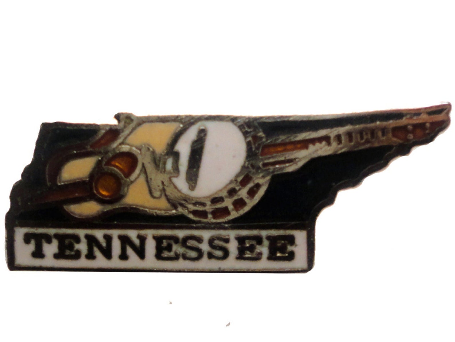 TENNESSEE STATE Vintage Enamel Pin Lapel Badge Landscape Mafco TN Banjo ...