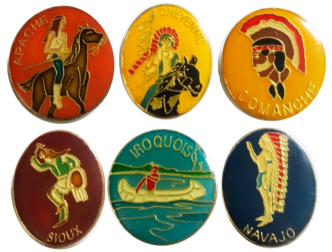 Vintage Native American Enamel Pin, Tribal Badges - Etsy