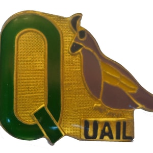 Q is for QUAIL Vintage Enamel Pin Lapel Badge Alphabet Letter Pinback ...