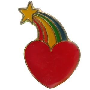 HEART RAINBOW STAR Vintage Enamel Pin Badge Lapel Gift Love Hope Sun ...
