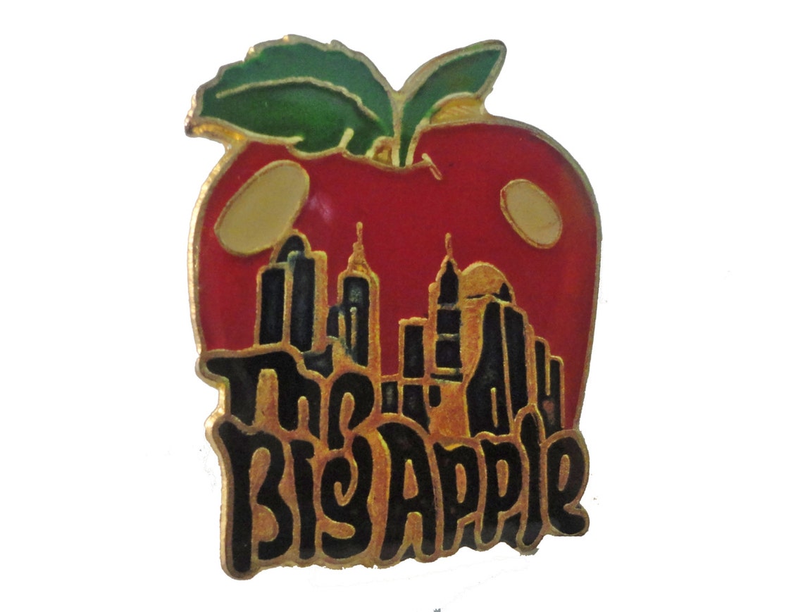 The Big Apple NEW YORK City vintage enamel pin lapel badge | Etsy