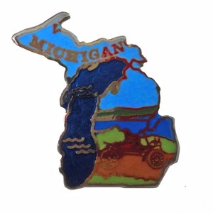 MICHIGAN STATE Vintage Enamel Pin Lapel Badge Gift Landscape | Etsy