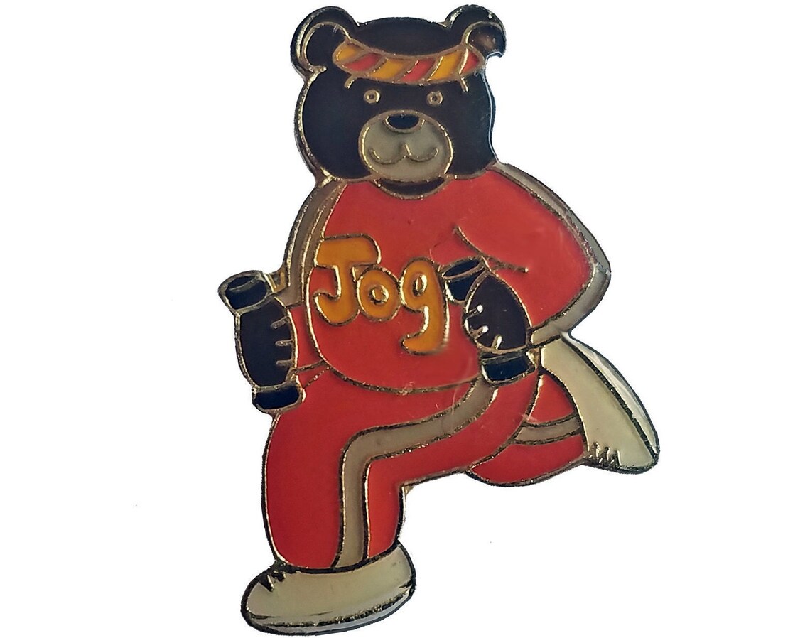 JOGGING BEAR Cartoon Vintage Enamel Pin Lapel Badge Gift - Etsy