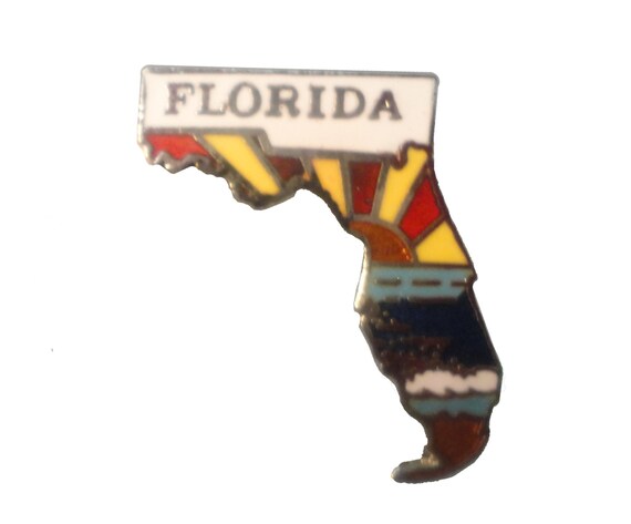 Vintage FLORIDA STATE Lapel Enamel Pin Landscape Mafco | Etsy