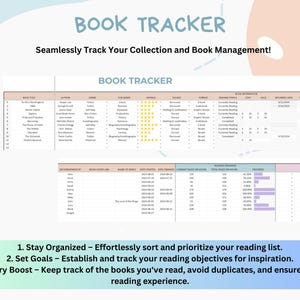 Book Tracker Template Google Sheet, Reading List Planner Spreadsheet ...