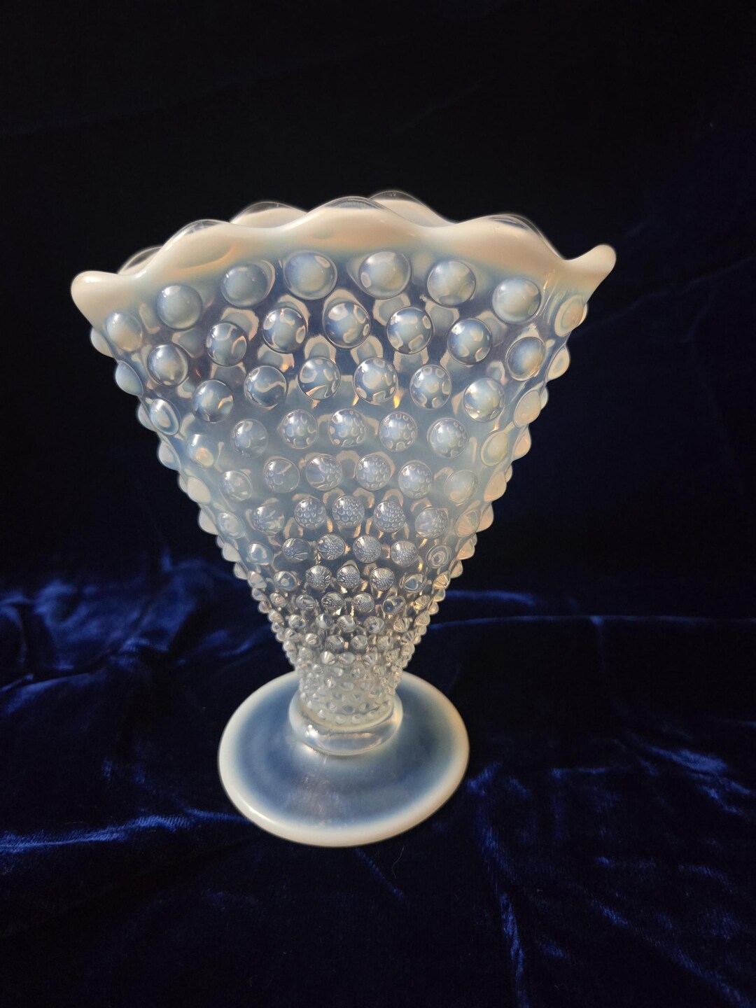 Vintage Fenton Moonstone Hobnail Fan Vase - Etsy